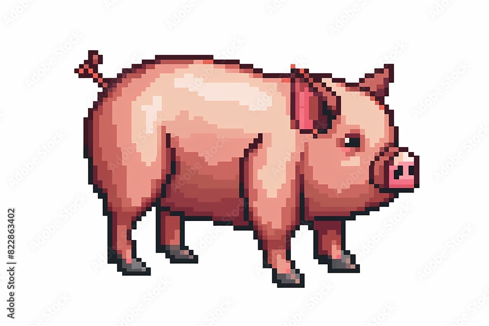 pixel art, illustration of a pig Stock Illustration | Adobe Stock