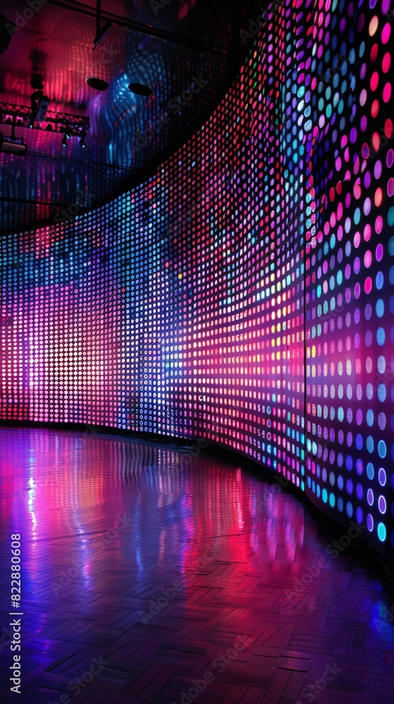 A modern backdrop illustrating a TV show LED screen stage and an LCD ...