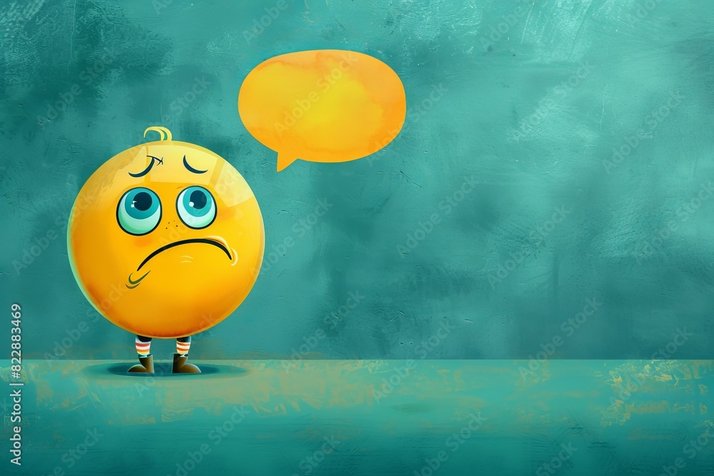 A cartoon illustration of a sad emoji character expressing frustration ...