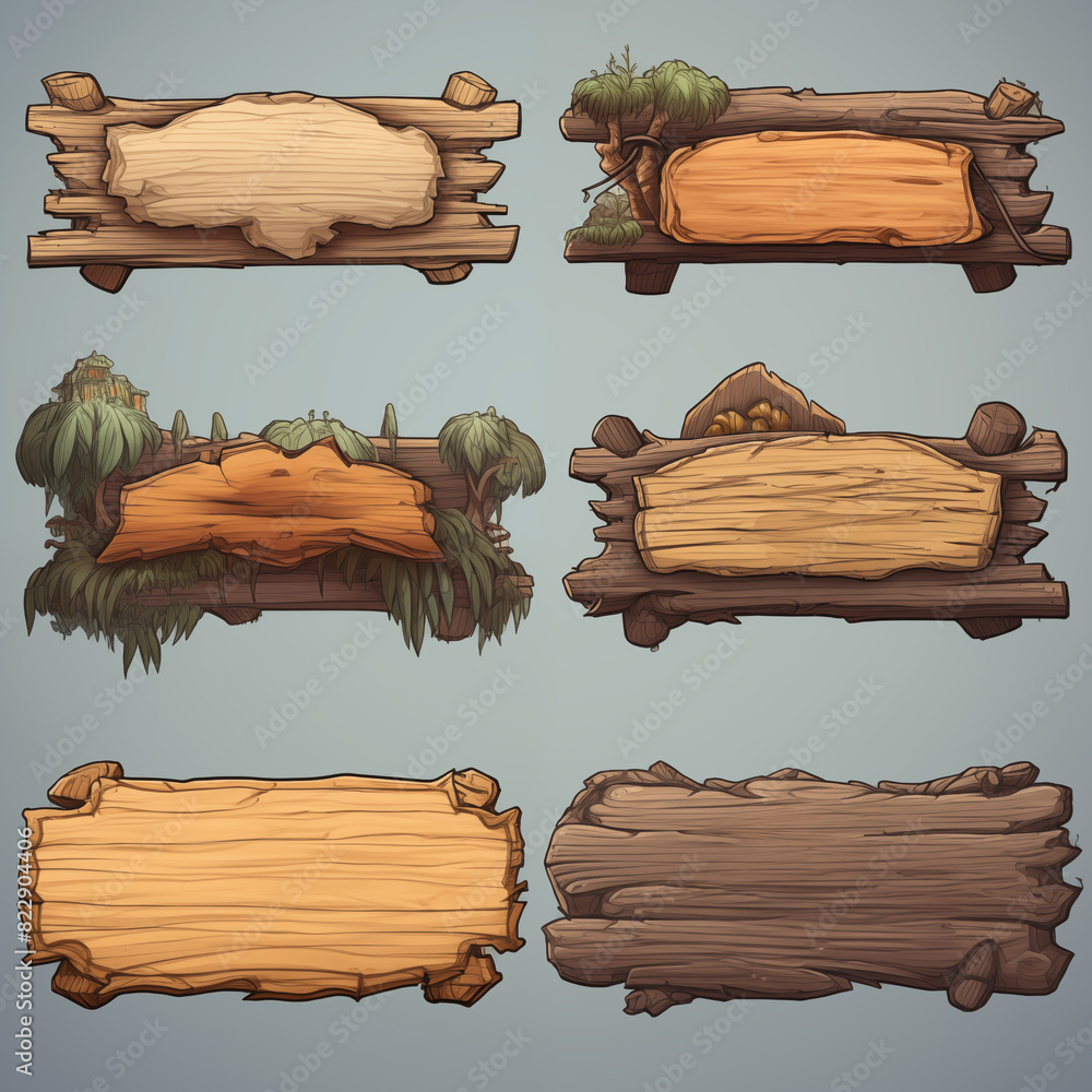 Cartoon wooden road signs for illustration Stock Illustration | Adobe Stock