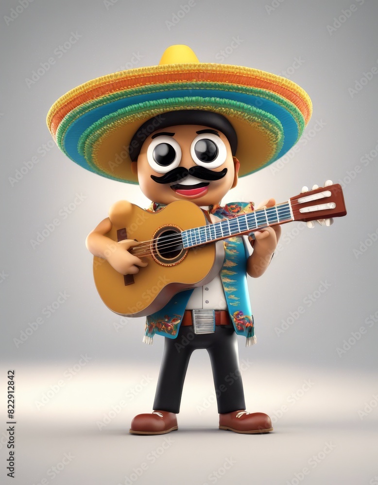 mariachi white mustache mexican sombrero emoji playing olated emoticon ...