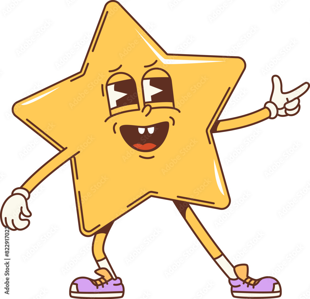 Cartoon groovy math geometric star figure. Isolated vector cheerful ...