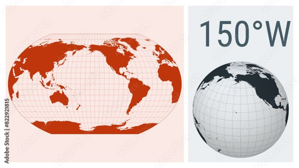 World Map Animation Kavrayskiy Vii Pseudocylindrical Projection Solid Color Style Animated
