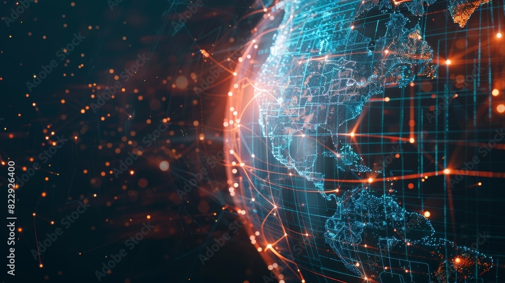 Innovative digital globe with a mesh of glowing lines, illustrating ...