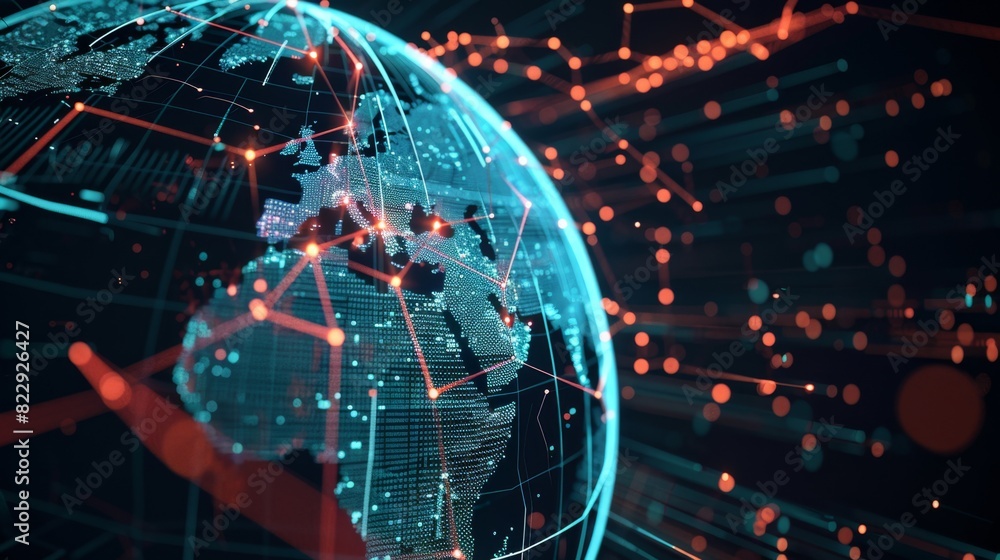 Innovative digital globe with a mesh of glowing lines, illustrating ...