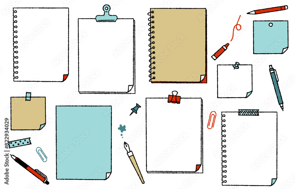 手描きのかわいいノートイラストセット（カラフル） Stock Vector | Adobe Stock