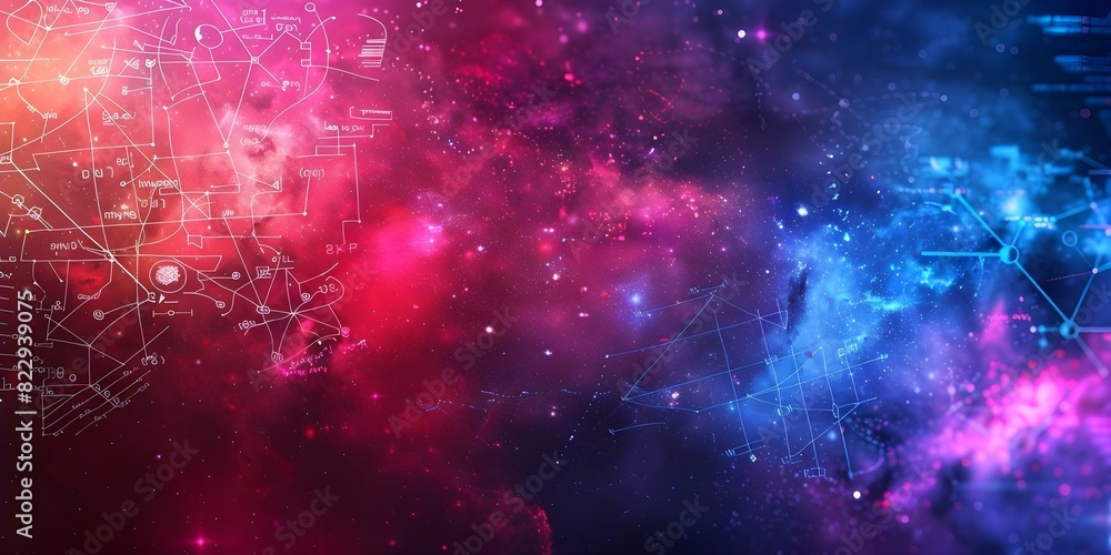 Space-themed educational background featuring mathematical and physical ...