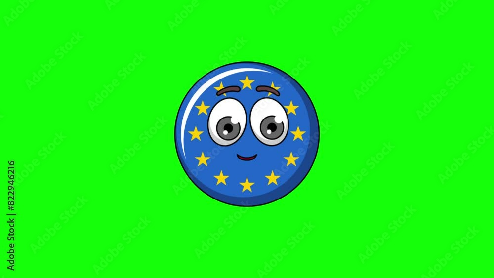 flag of europe cartoon character with a saluting face, emoji emoticon ...