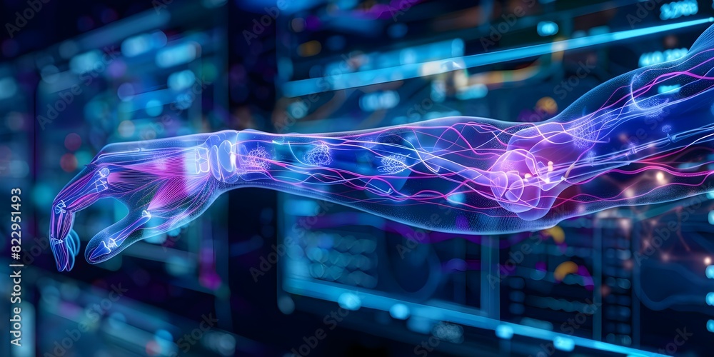 Human Arm D Model with Medical Screens Displayed. Concept Human Anatomy ...