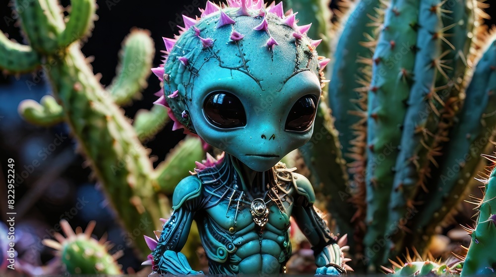 Enigmatic Extraterrestrial: Captivating Realism in Cactus-Clad Alien ...