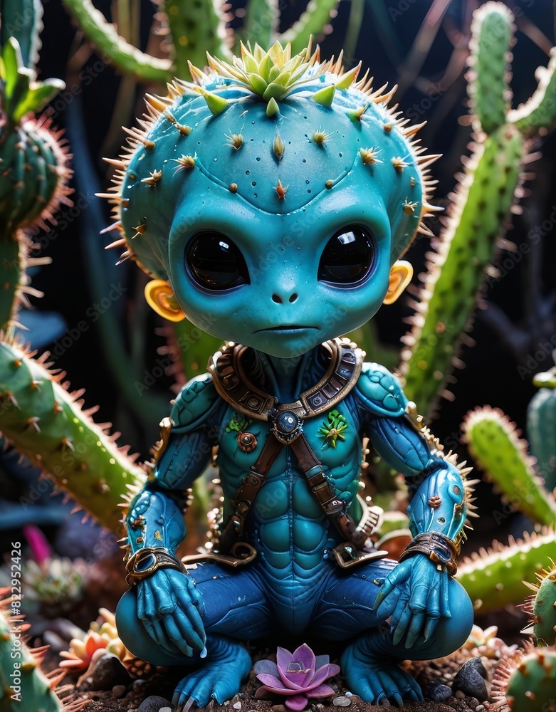 Enigmatic Extraterrestrial: Captivating Realism in Cactus-Clad Alien ...