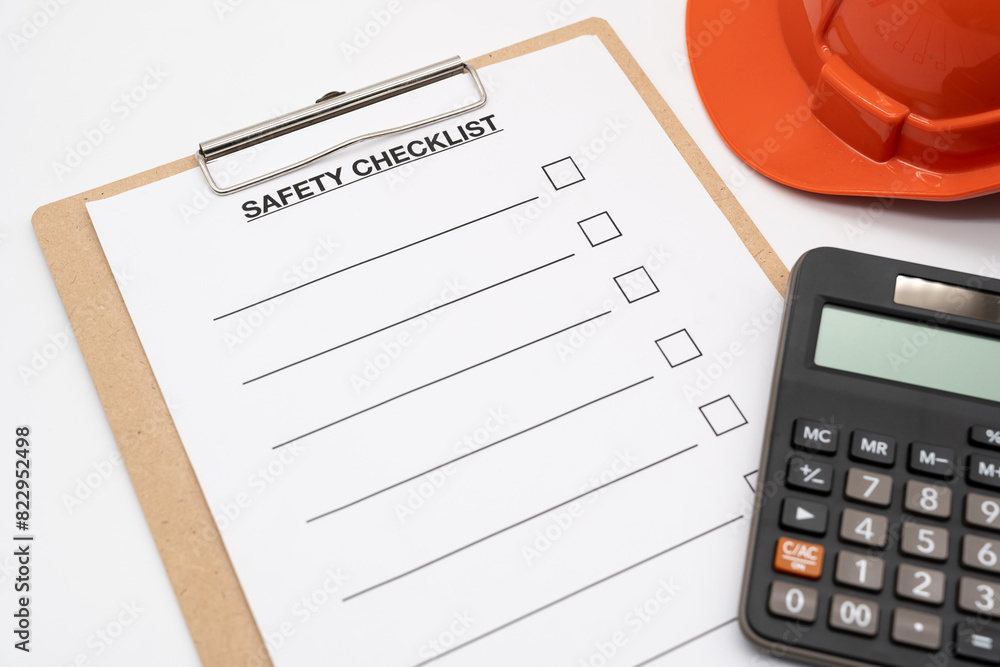 Blank checklist paper during safety audit and risk verification. safety ...