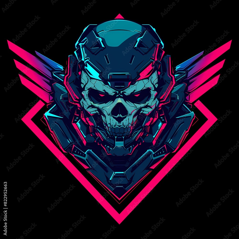 Angry face skull characters mascot, in vector logo style, e-sport gamer ...