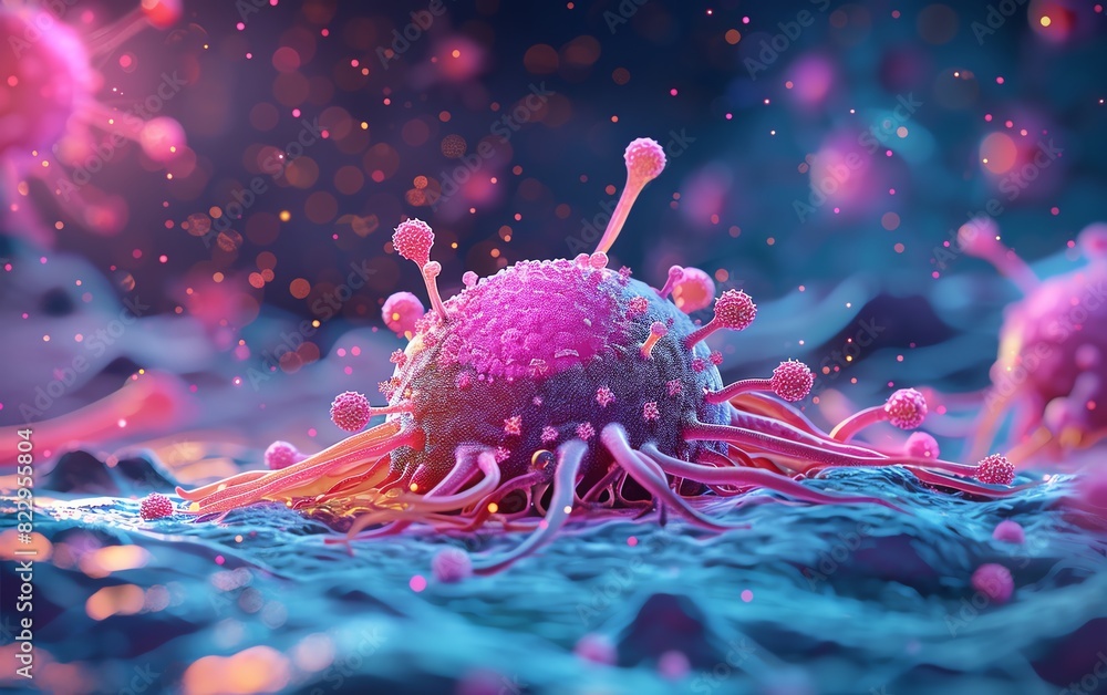 Drug targeting cancer cell 3D model flat design front view, advanced ...