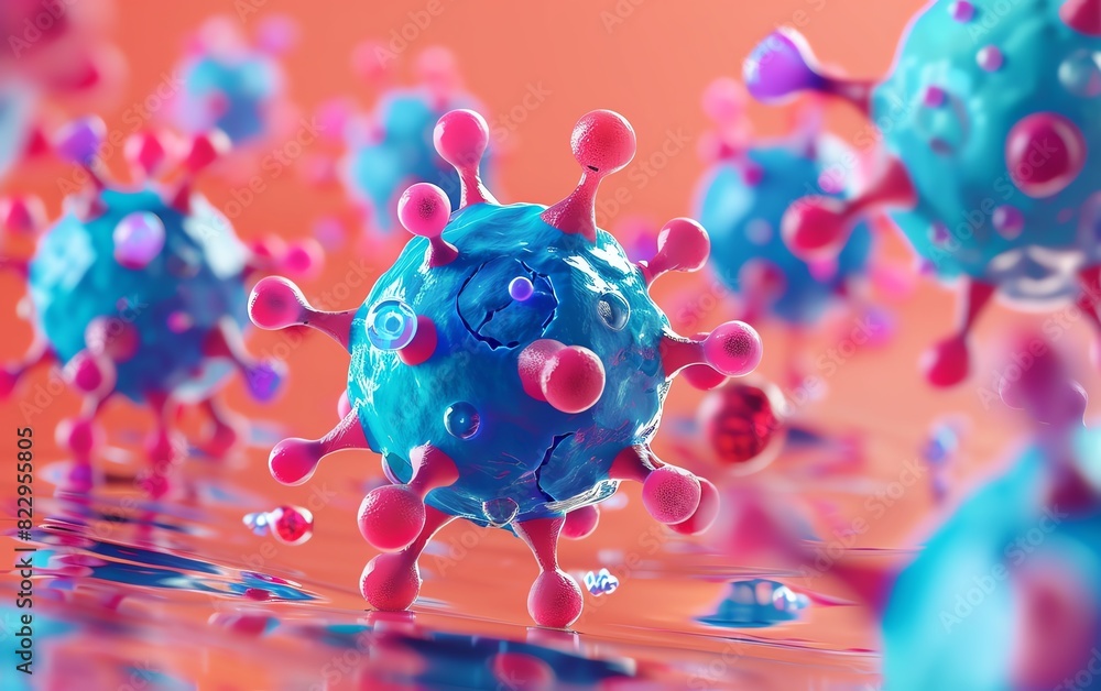 Drug targeting cancer cell 3D model flat design front view, advanced ...