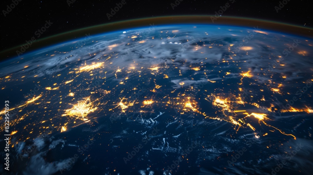 Earth planet in deep space. Outer dark space wallpaper. Night on planet ...