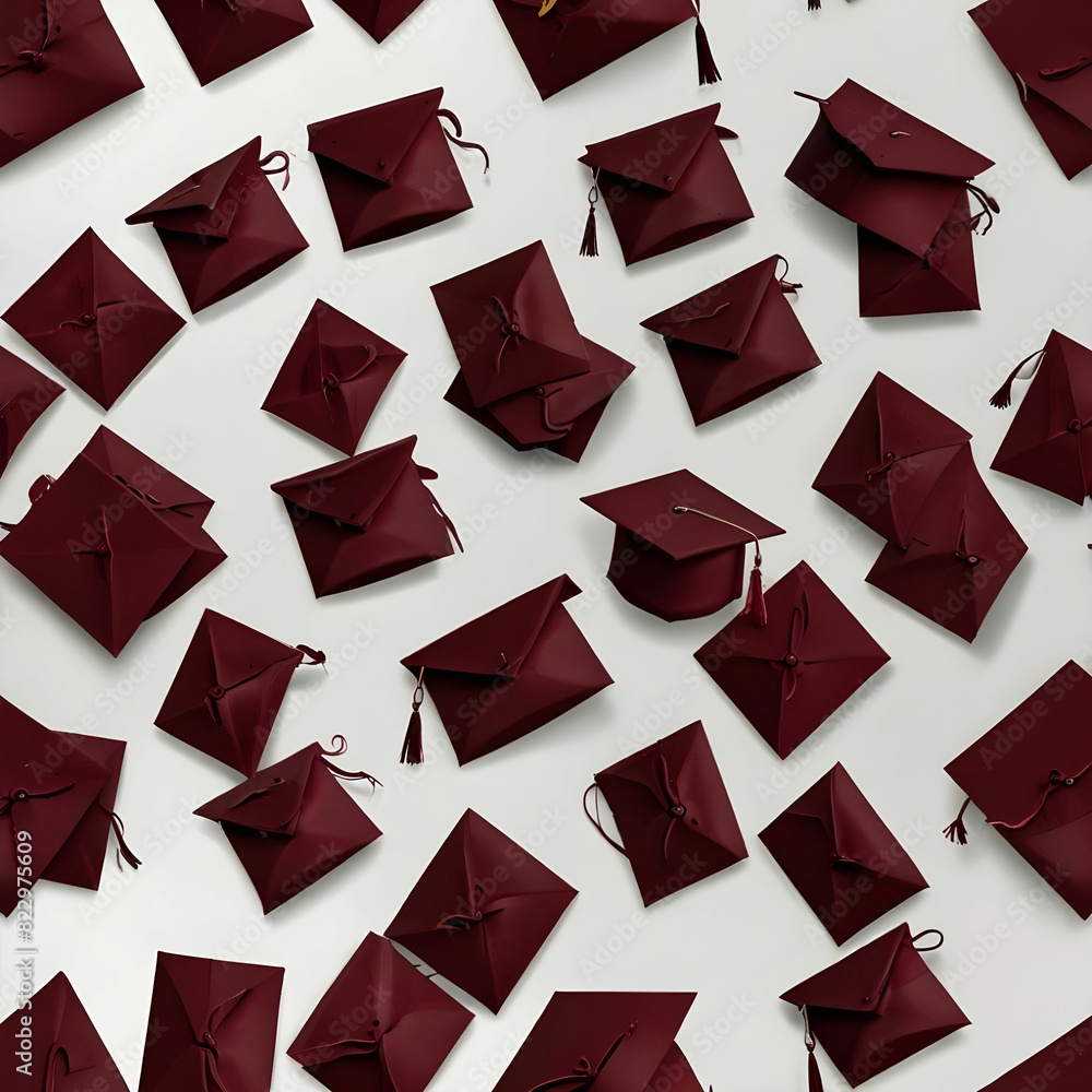 Graduation cap maroon white background intelligence Stock Illustration ...