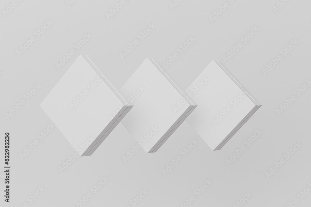 flat box mock up, blank square thin box align on background, set of ...