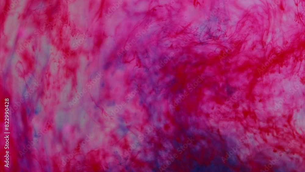 Paint water. Biology ink. Defocused red blue color dripping blood ...