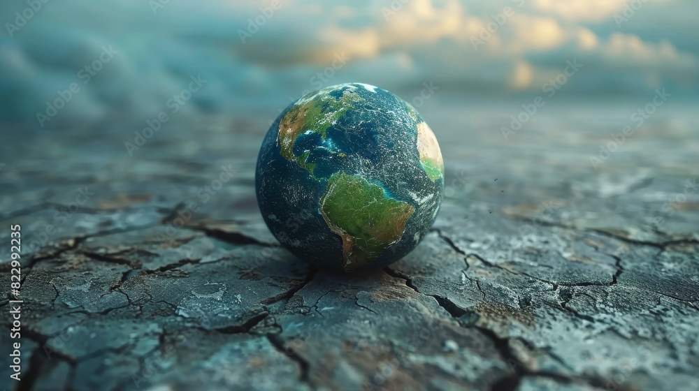 cracked earth, dried soil, dead planet, global warming, climate change ...
