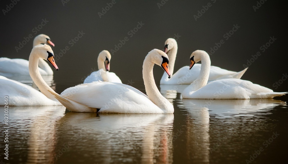 Fotografia do Stock: flamingos in the water, two white swans, wallpaper ...