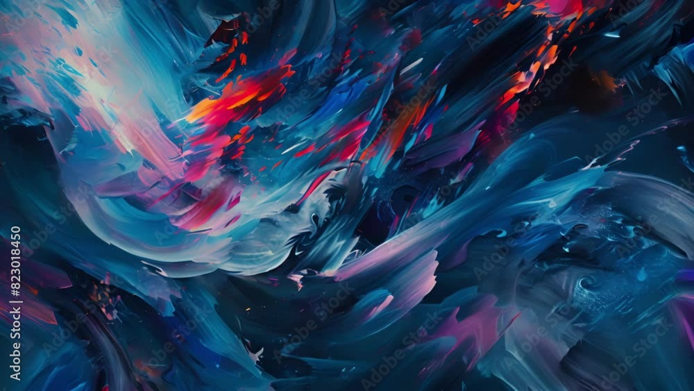 An abstract painting with bold sweeping strokes representing the ...