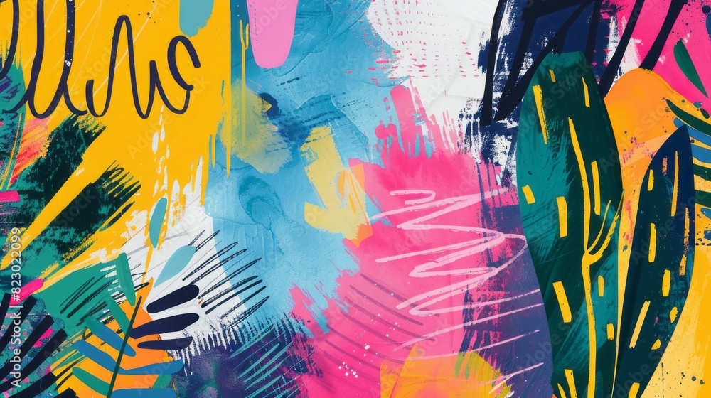 Abstract collage background hand drawn colorful elements – vibrant art ...