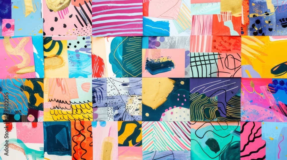 Abstract collage background hand drawn colorful elements – vibrant art ...