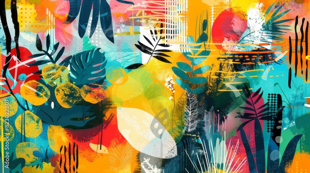 Abstract collage background hand drawn colorful elements – vibrant art ...