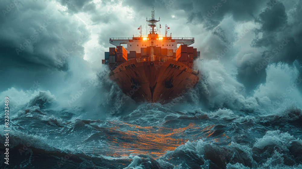 container ship in the ocean accident with a ship with containers ...