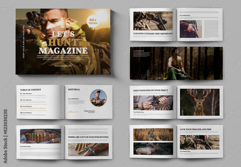 Hunting Magazine Layout Template Stock Template | Adobe Stock