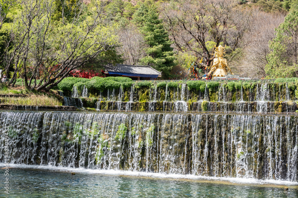 Man made waterfall in Jade Water Village in Yunnan, China. Jade Water ...