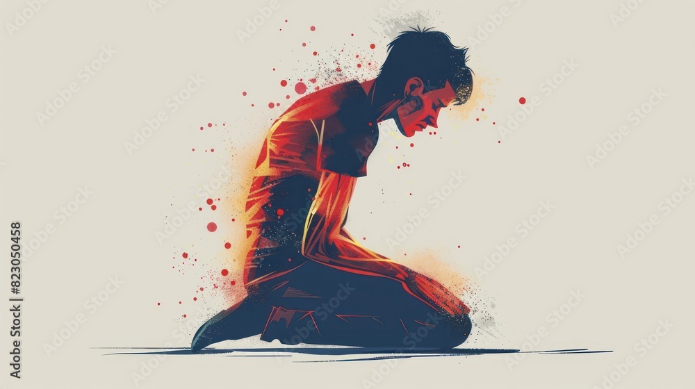 hurting flat design side view pain cartoon drawing Analogous Color ...