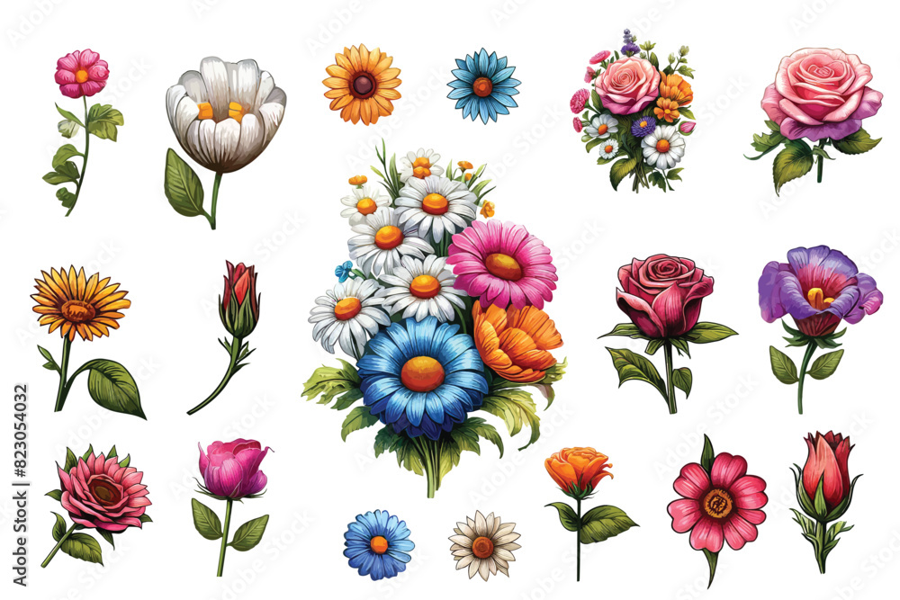 Floral Sublimation Clipart Bundle, Watercolor Floral Sublimation Vector ...