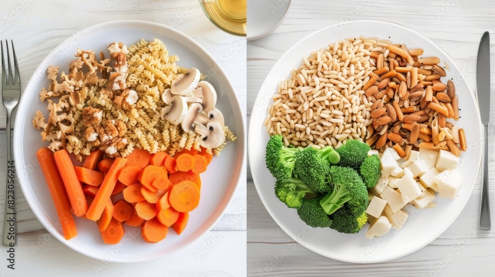 Portion Control Concept - Balanced Meal vs. Unbalanced Meal Comparison ...