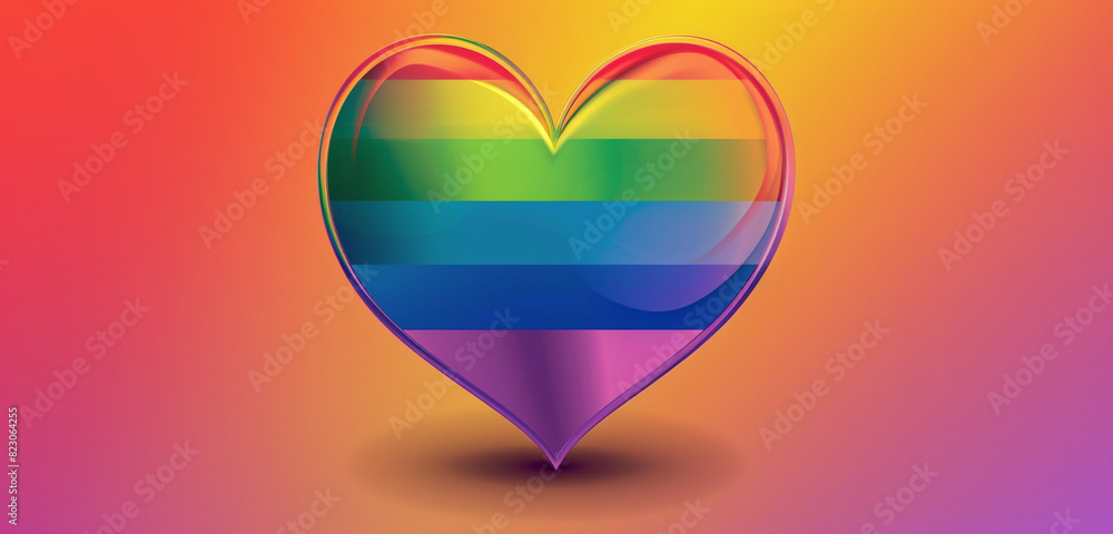 Spectrum heart on an ultra-wide gradient background in LGBTQ pride ...