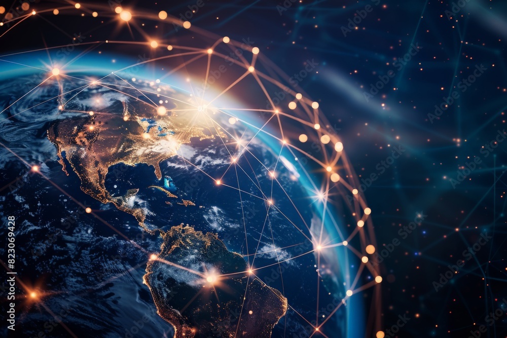 Global network connections technology innovation science communication ...