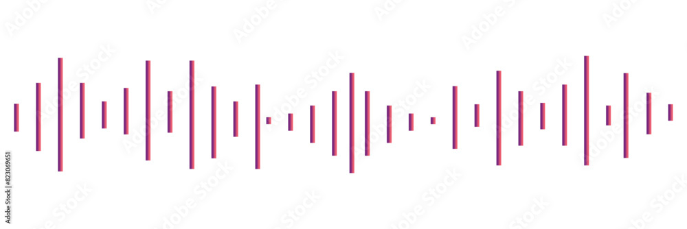 Pixel stereo waveform. Audio music sound wave. Audio spectrum ...