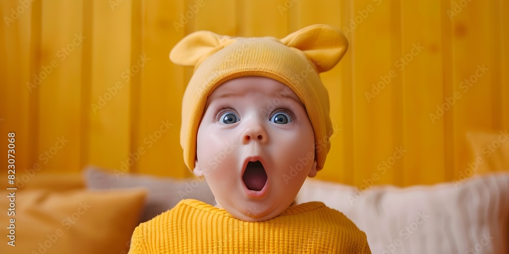 Surprised and Delighted Baby Character Dropping Jaw in Mock Shock ...