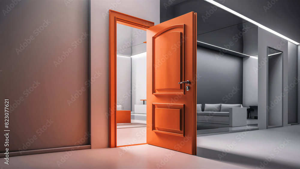 High resolution open main door front view 3d rendering template, Door ...