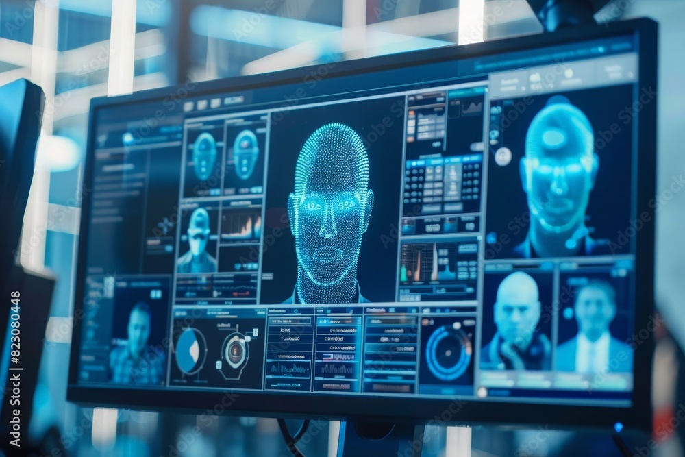 Playback CCTV camera on computer screen. Outside security camera of ...