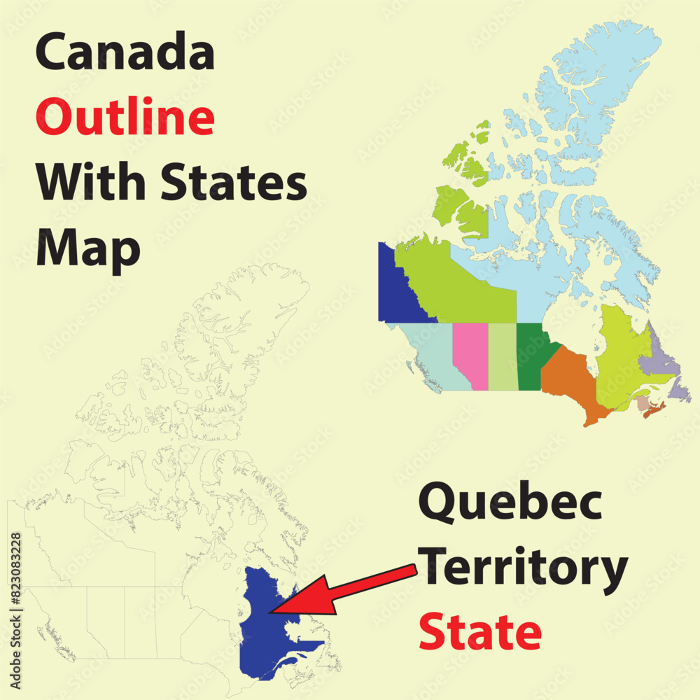 Quebec, state, map, vector, outline, canada, canada ,canada state map ...