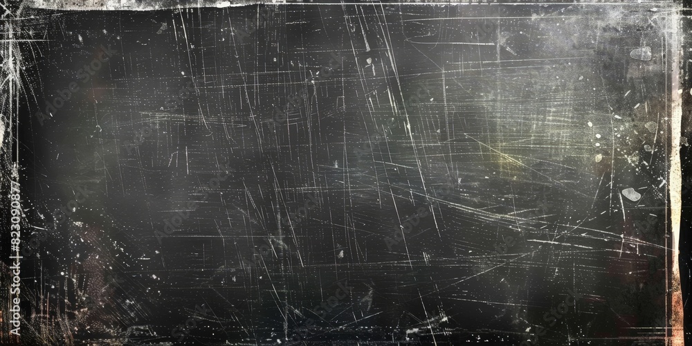 lack background with dust and scratches, dark, texture. Black and white ...