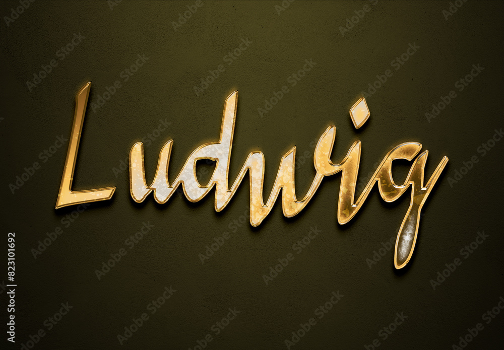 Old gold text effect of German name Ludwig with 3D glossy style Mockup ...