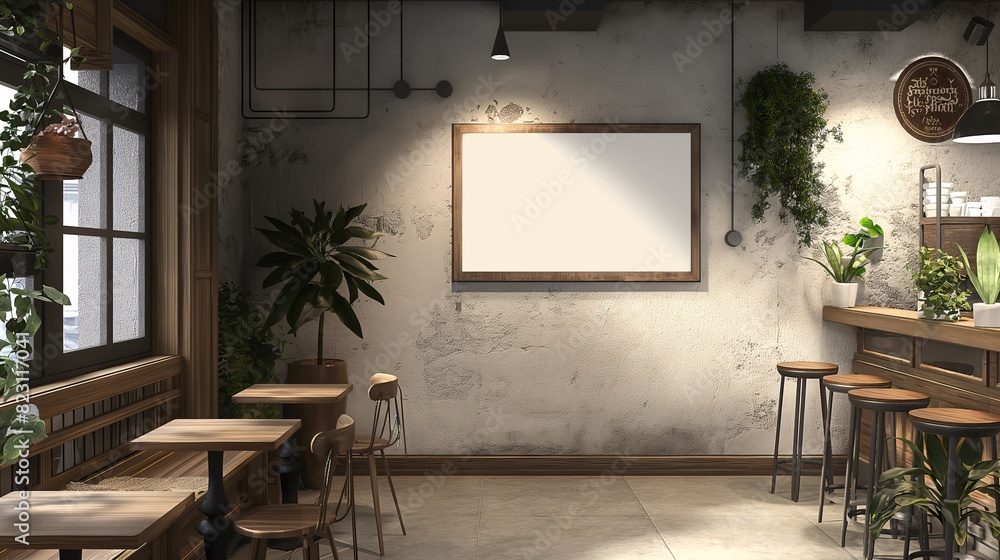 cafe coffee shop with blank space board for service and product ...