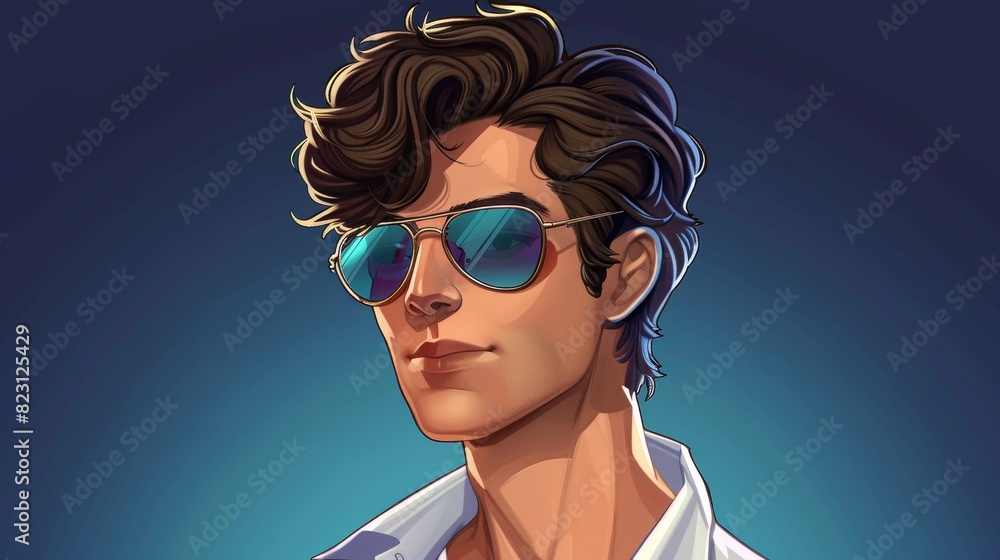 This is a cartoon illustration of a modern-day avatar with casual ...