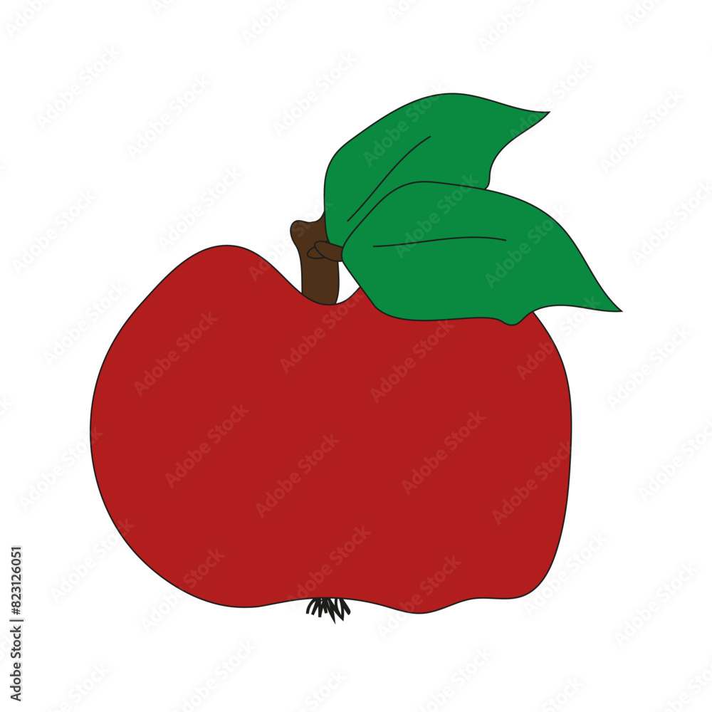 Trippy Doodle red apple with green leaves isolated transparent ...