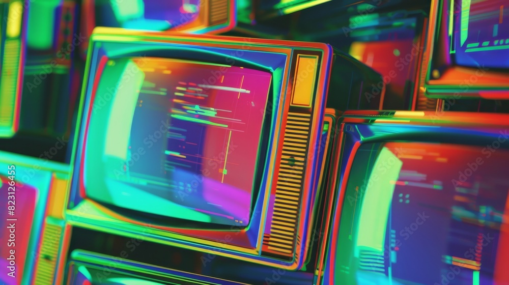 An image collection of distorted rgb glitches, screen errors, retro CRT ...