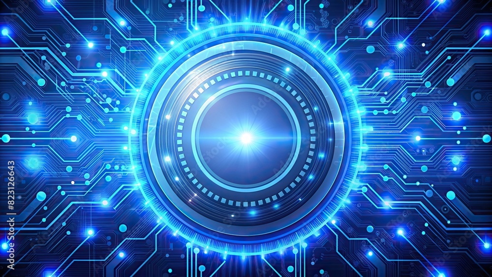 Abstract blue technology background with circuit board and circular ...