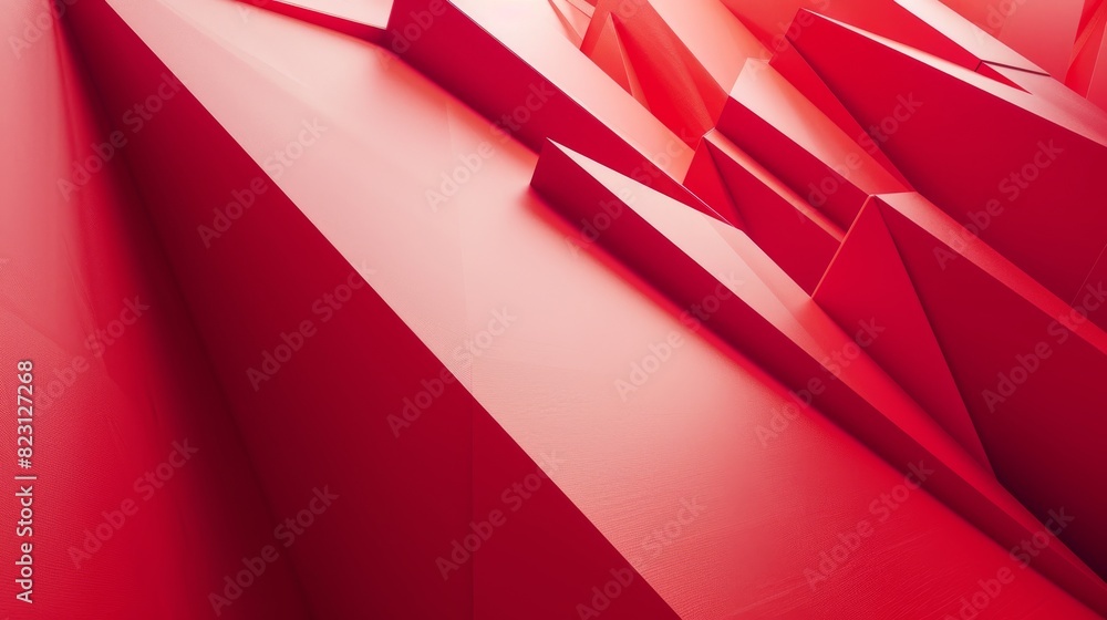 Rendering in 3D of abstract background design with red geometric shapes ...